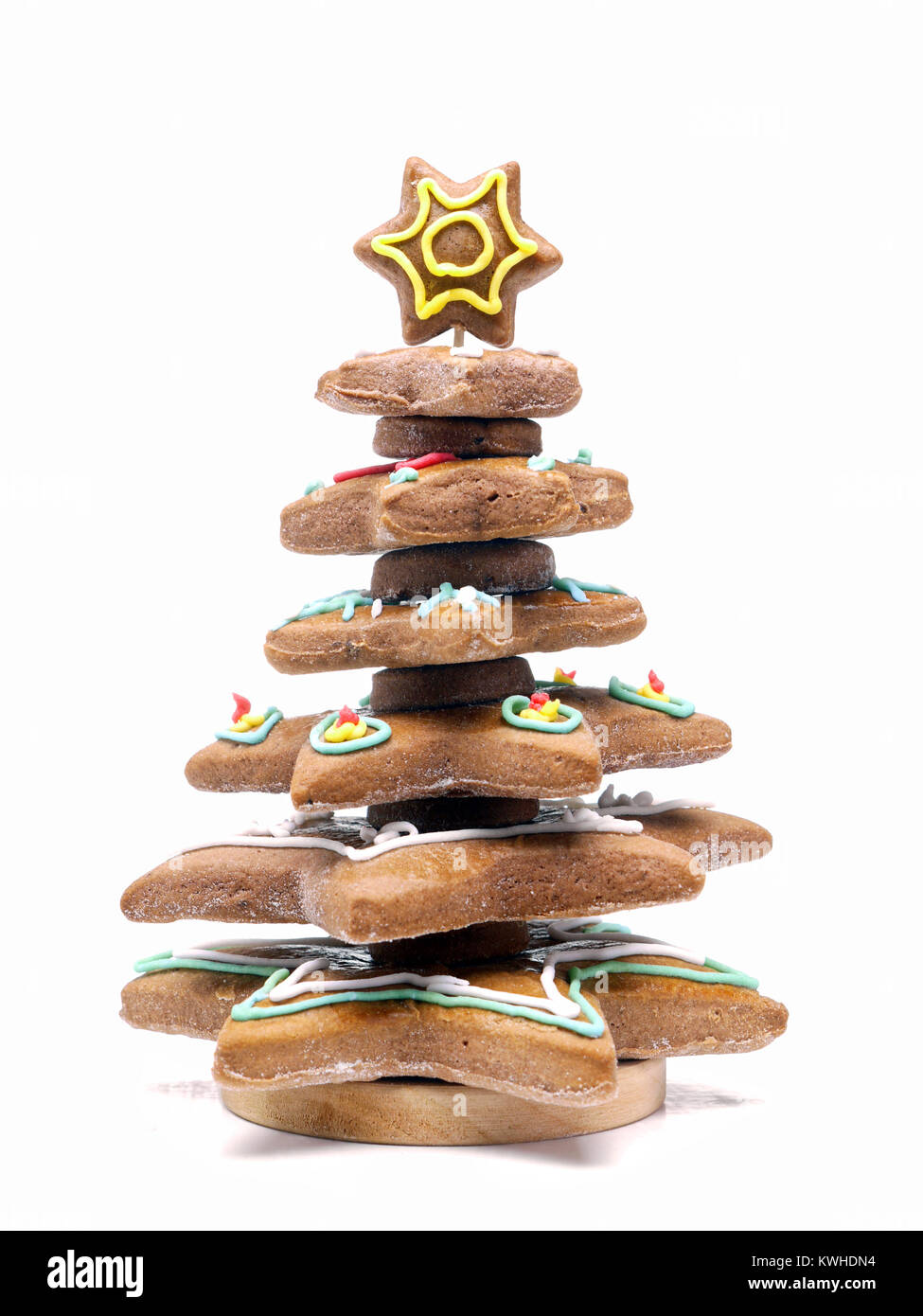 Gingerbread christmas tree over white background Stock Photo - Alamy