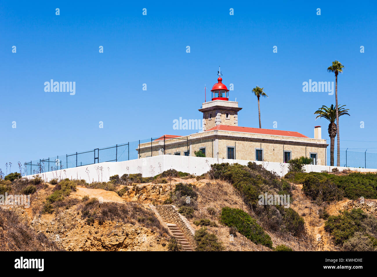 Lighthouse at Ponta da Piedade in Lagos, Algarve region in Portugal ...