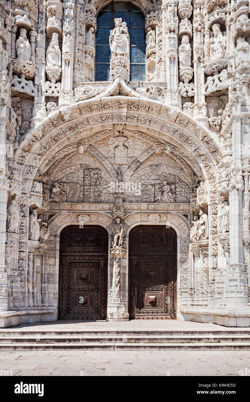 The Jeronimos Monastery or Hieronymites Monastery is located in Lisbon ...
