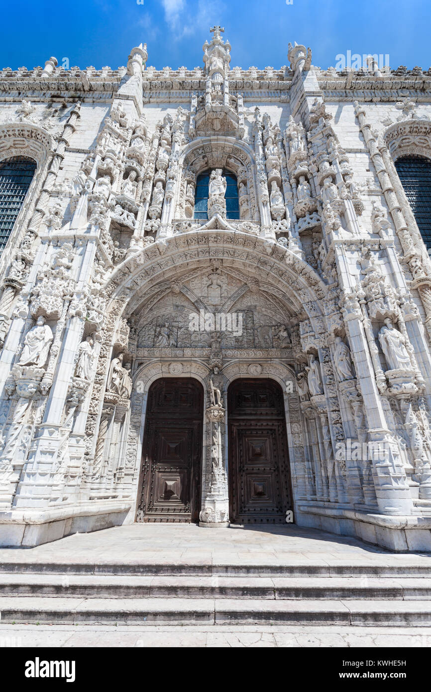 The Jeronimos Monastery or Hieronymites Monastery is located in Lisbon ...