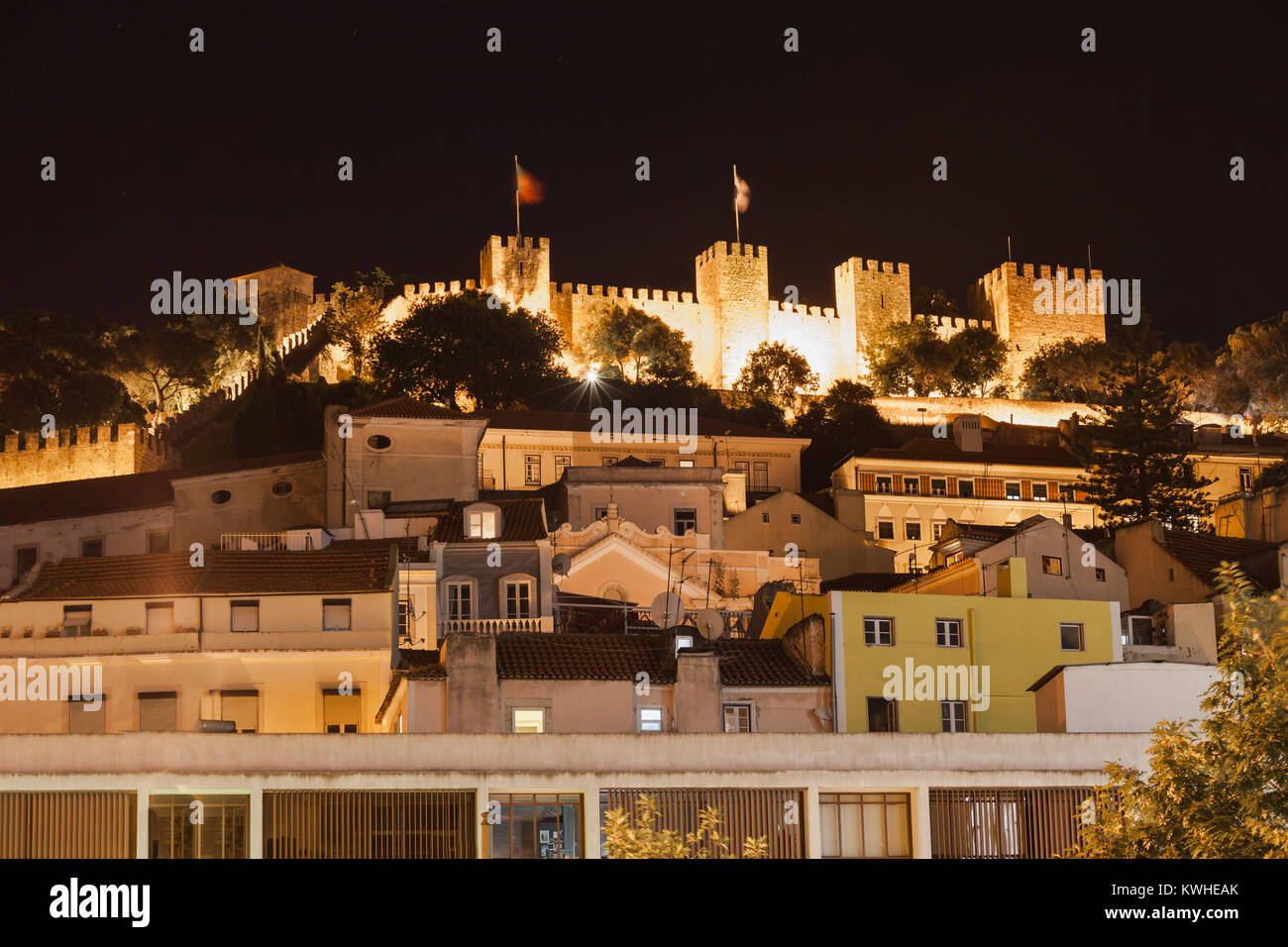Sao George Castle in the center of Lisbon, Portugal Stock Photo - Alamy