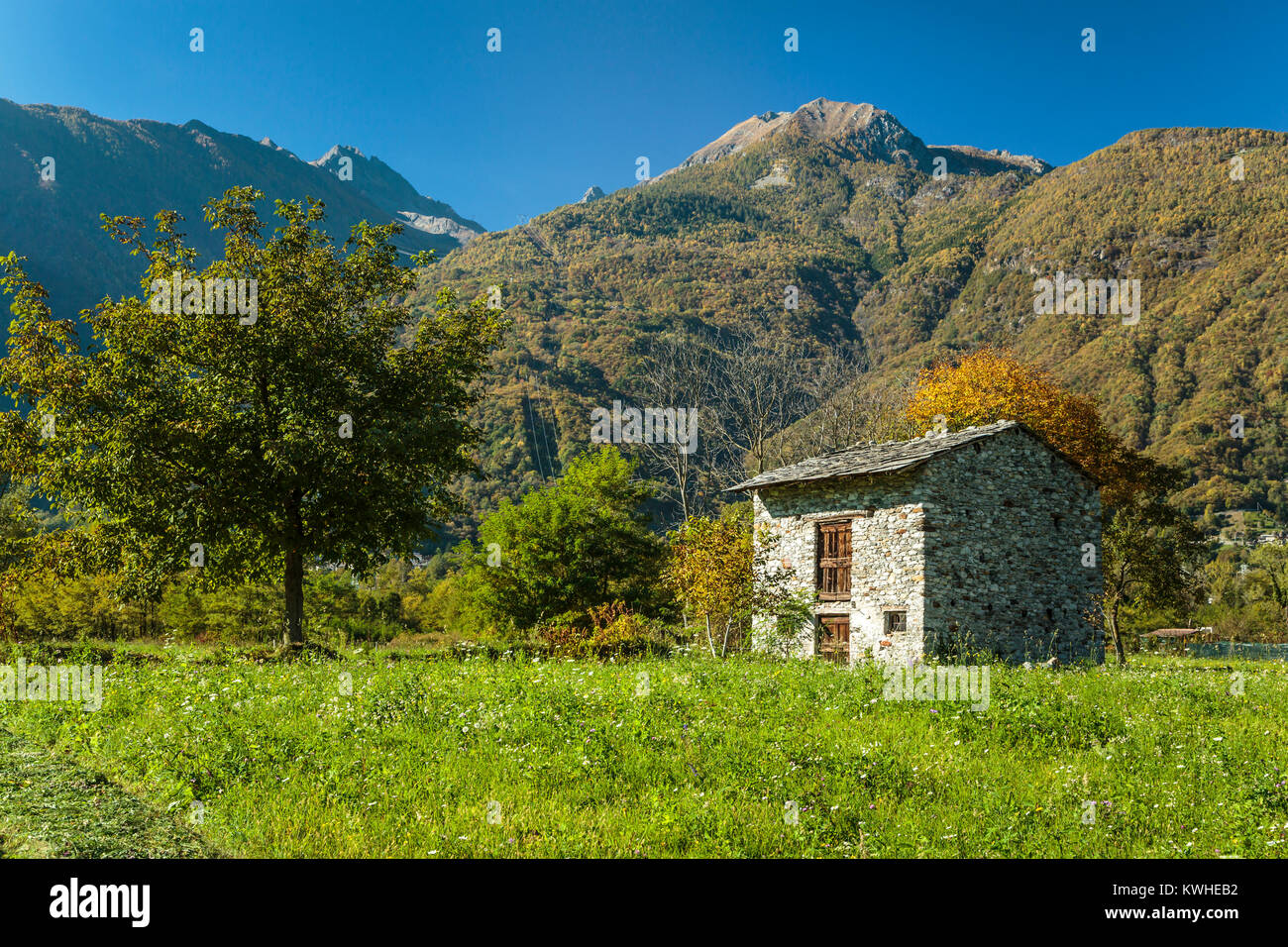 An old stone farm building in rural northern Italy, Europe Stock Photo ...