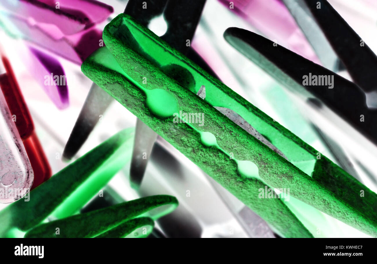 Washing pegs closeup Stock Photo - Alamy
