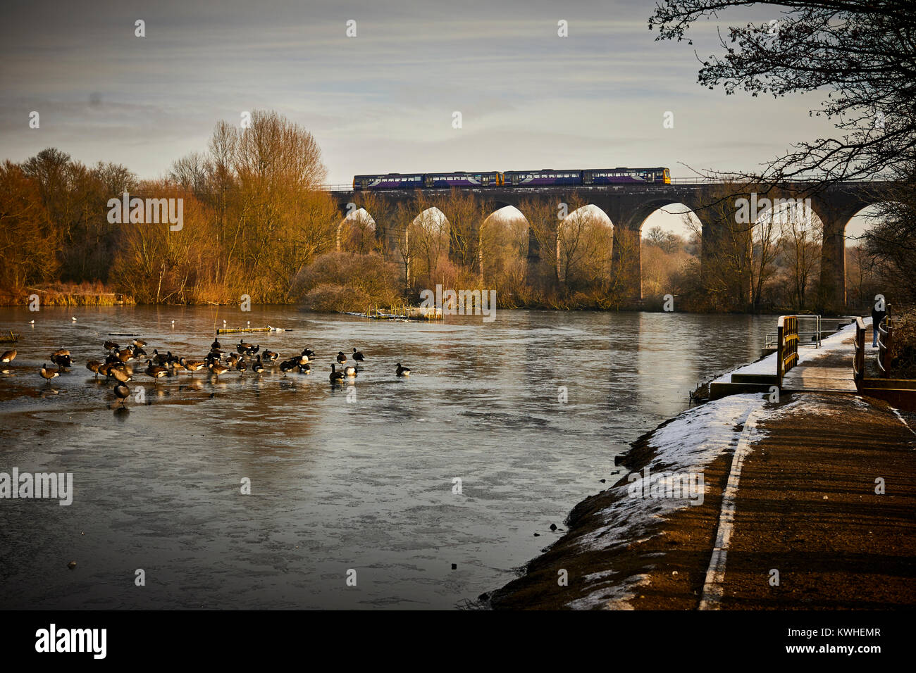 Sixteen-arch brick railway viaduct carrying the Hope Valley Line ...