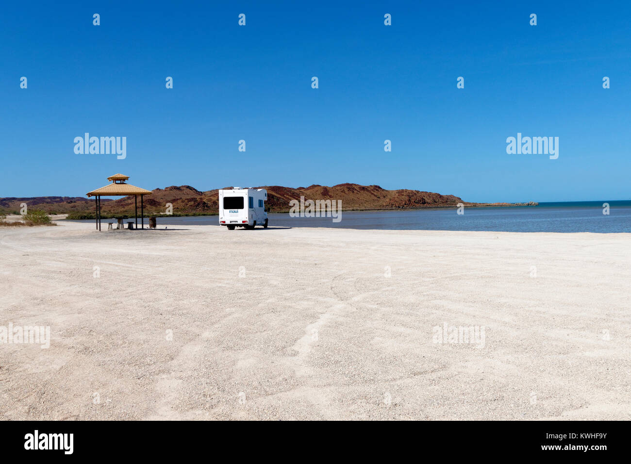 Camper van on Hearsons Cove, Dampier, Pilbara, Western Australia Stock ...