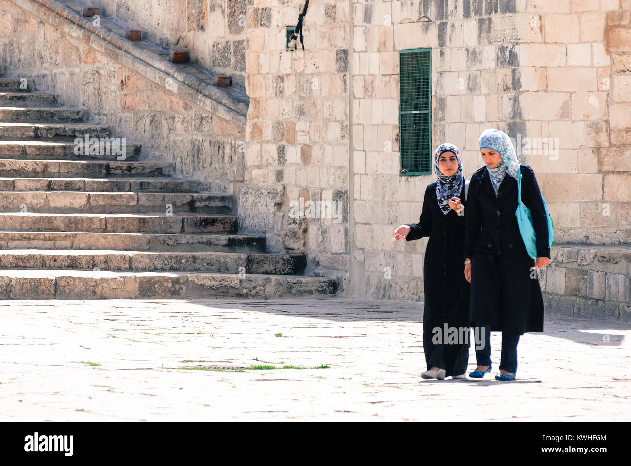 JERUSALEM, ISRAEL - AUGUST 05, 2010: Horizontal picture of muslim women ...