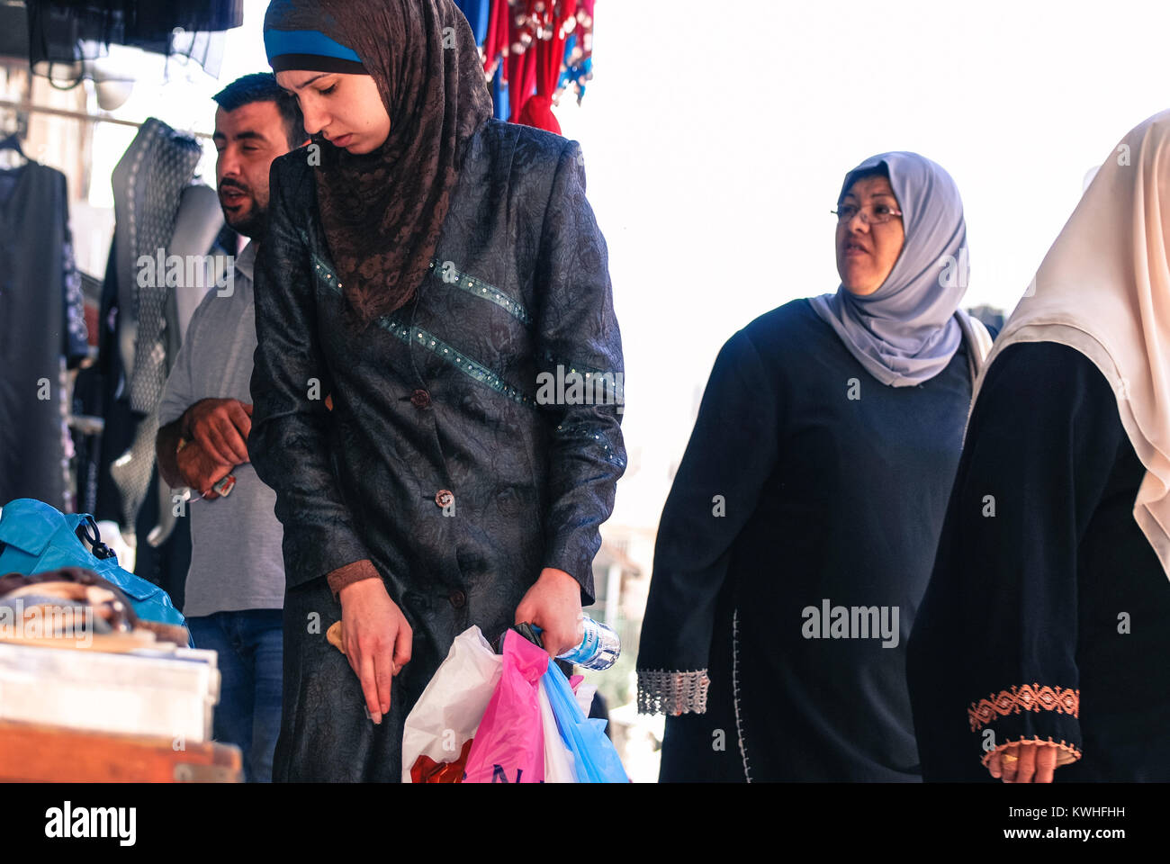 JERUSALEM, ISRAEL - AUGUST 05, 2010: Horizontal picture of muslim woman ...