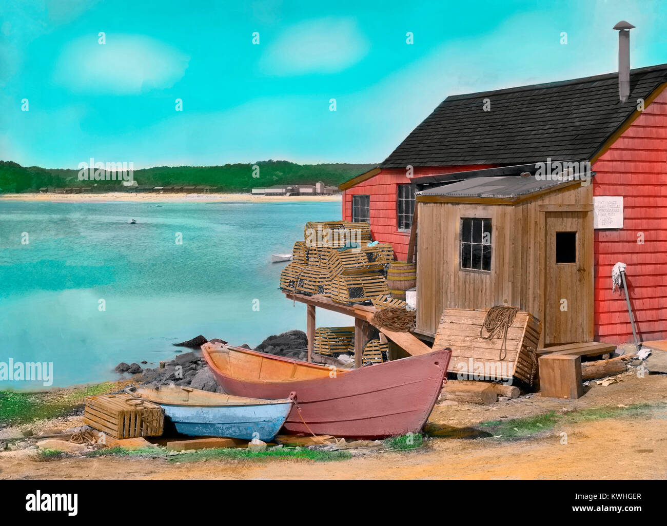 Colorized photo of Fisherman's cabin, Shore Road, Magnolia ...