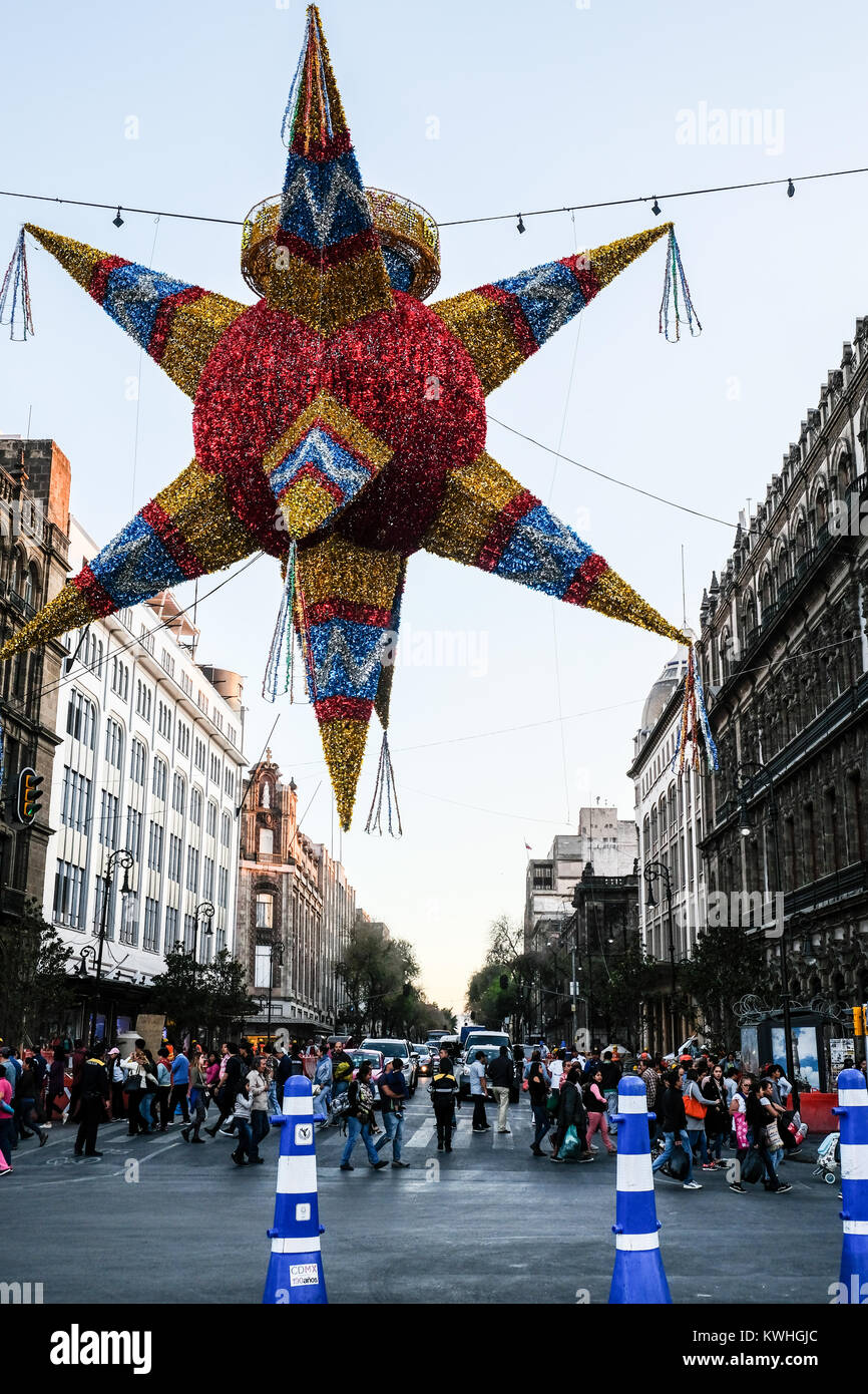 A giant piñata hang above Zocalo main square at Mexico City Stock Photo ...