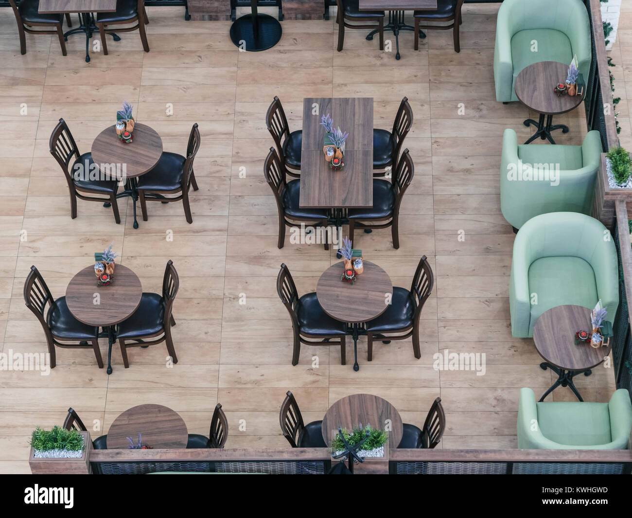 Above view of cafe in shopping mall Stock Photo - Alamy