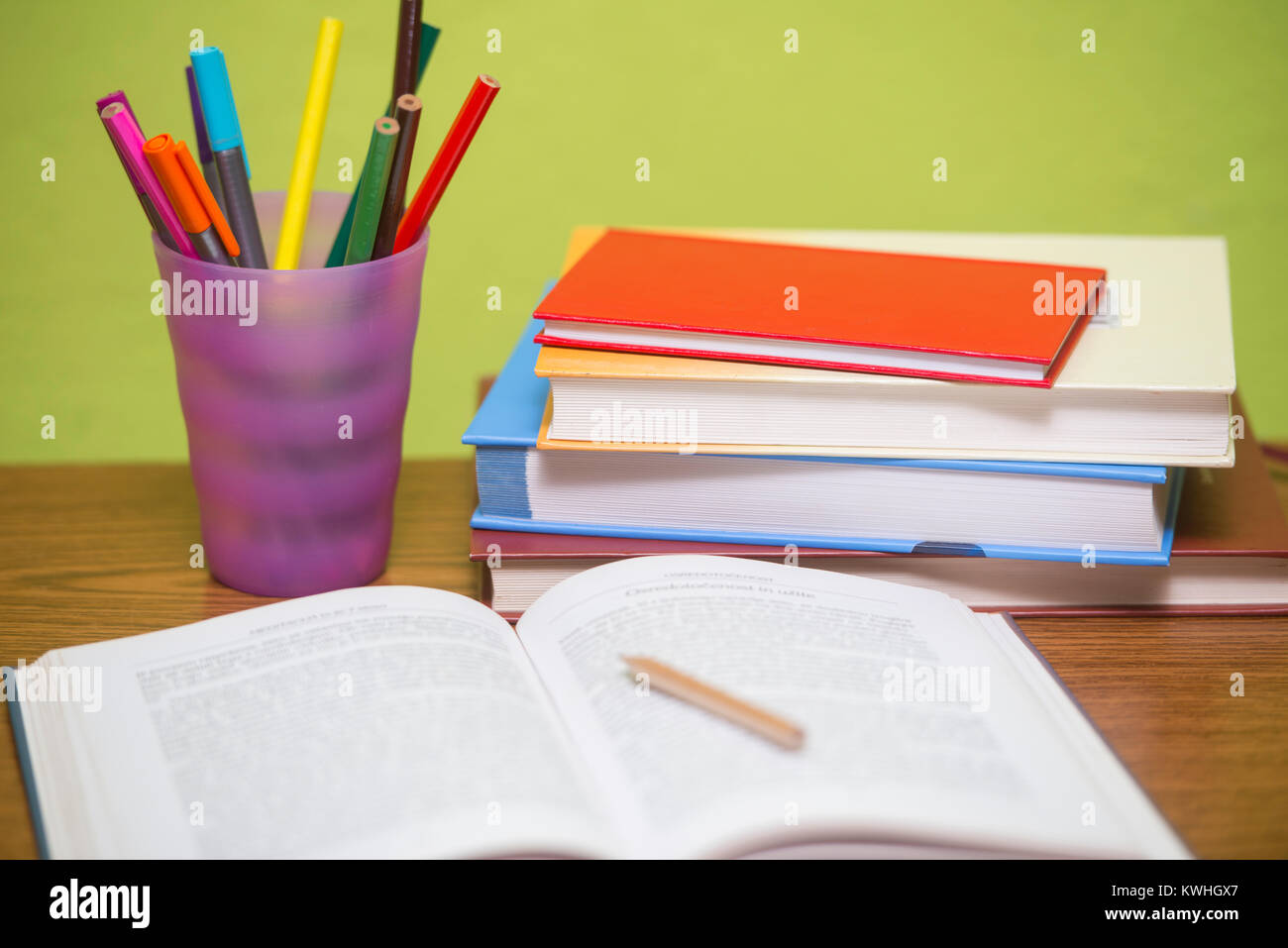 Studying table with accessories Stock Photo - Alamy
