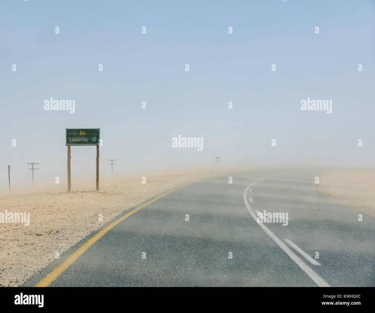 A sandstorm on the road near Luderitz in Namibia Stock Photo - Alamy