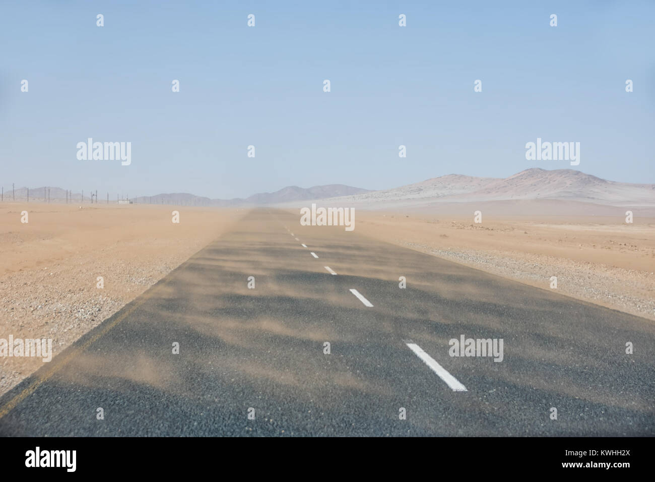 A sandstorm on the road near Luderitz in Namibia Stock Photo - Alamy