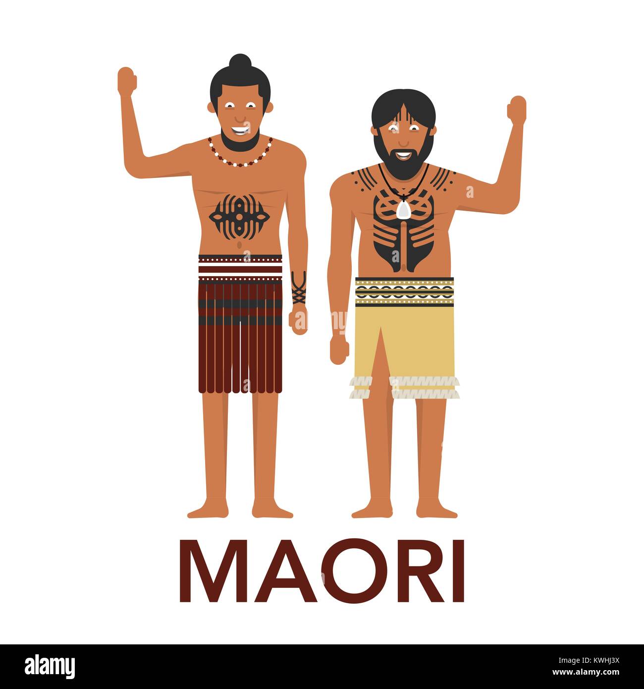 illustration of New Zealand native inhabitant Maori on white background ...