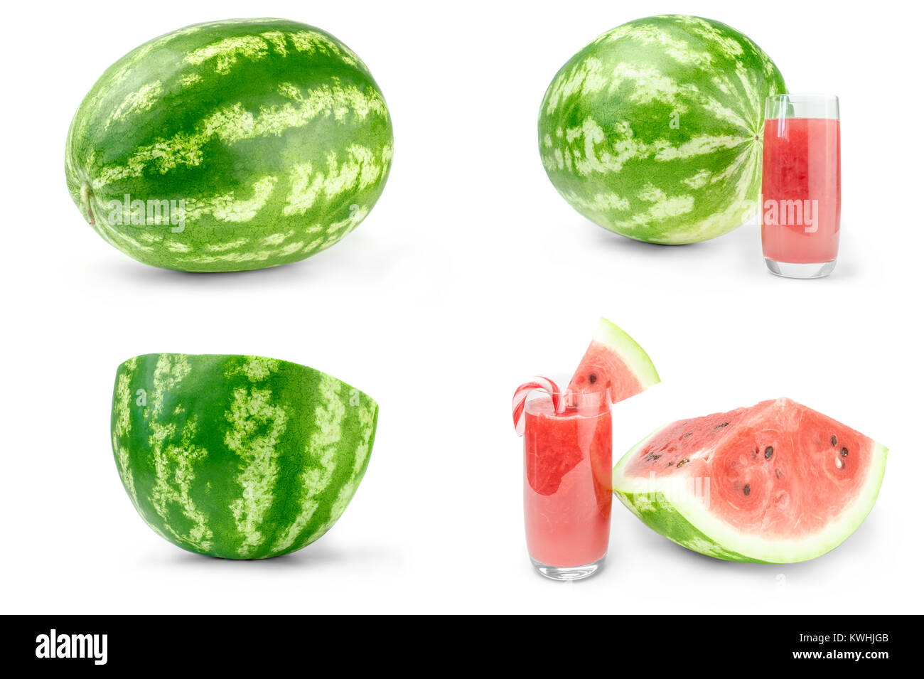 Collage of Watermelon on a white background clipping path Stock Photo ...
