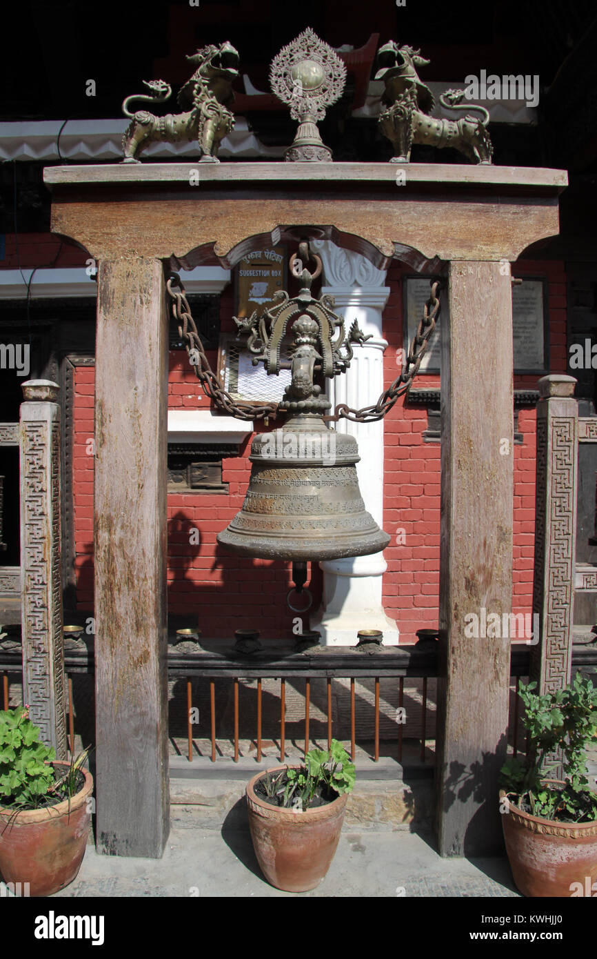 Big bronze bell in Rudvarna Mahavihar in Patan, Nepal Stock Photo - Alamy