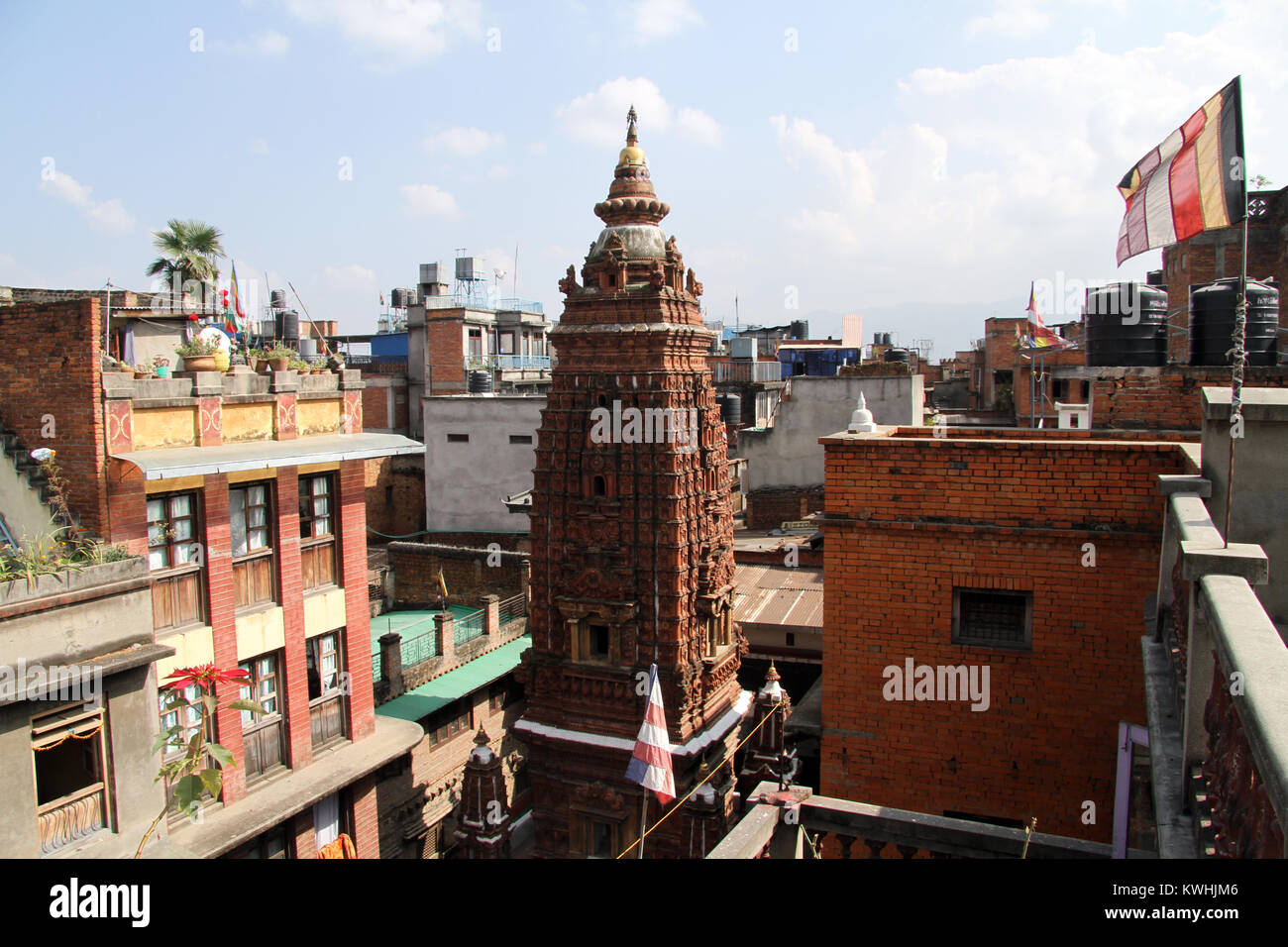 Top of stupa inside residential district of Patan, Nepal Stock Photo ...