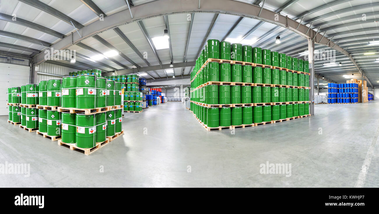 storage of barrels in a chemical factory - logistics and shipping Stock ...