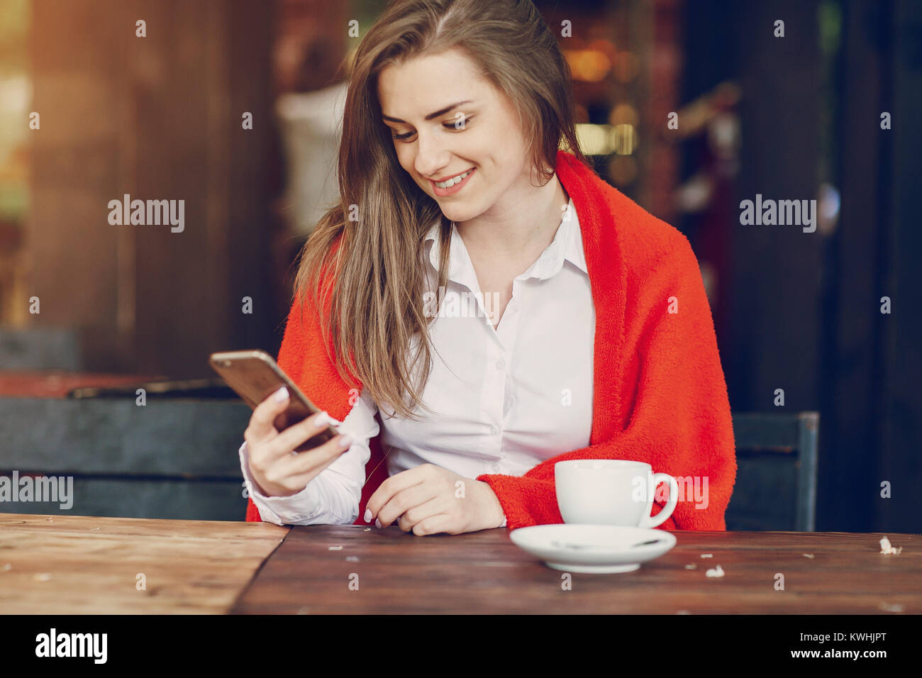 girl in cafe Stock Photo - Alamy