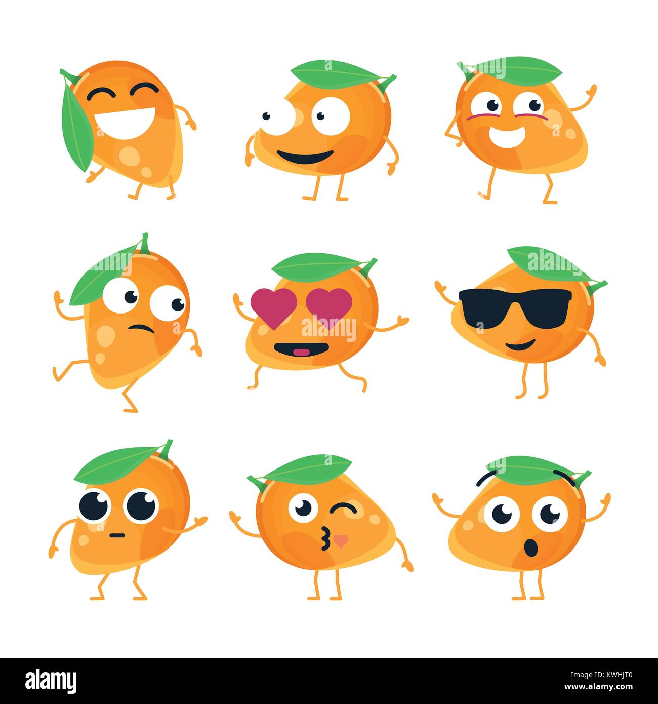 Funny mango - vector isolated cartoon emoticons Stock Vector Image ...
