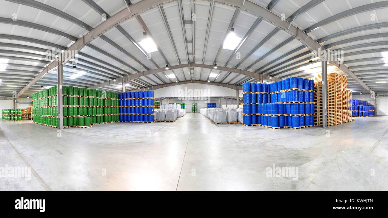 storage of barrels in a chemical factory - logistics and shipping Stock ...