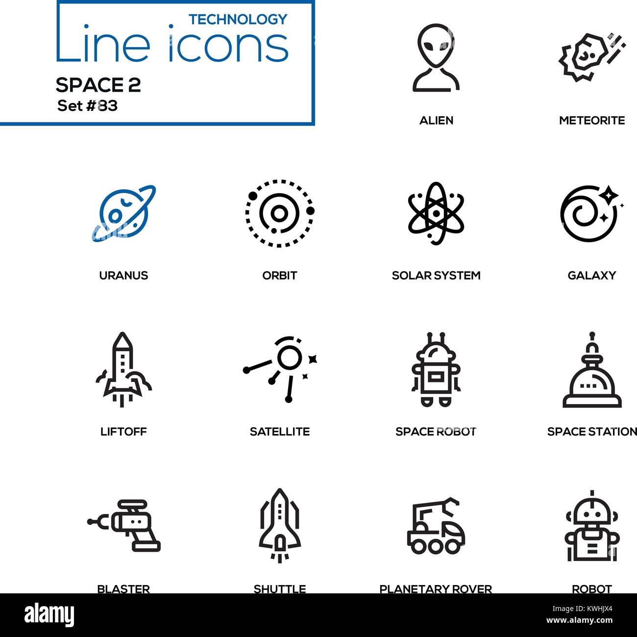 Solar system icons outline hi-res stock photography and images - Alamy
