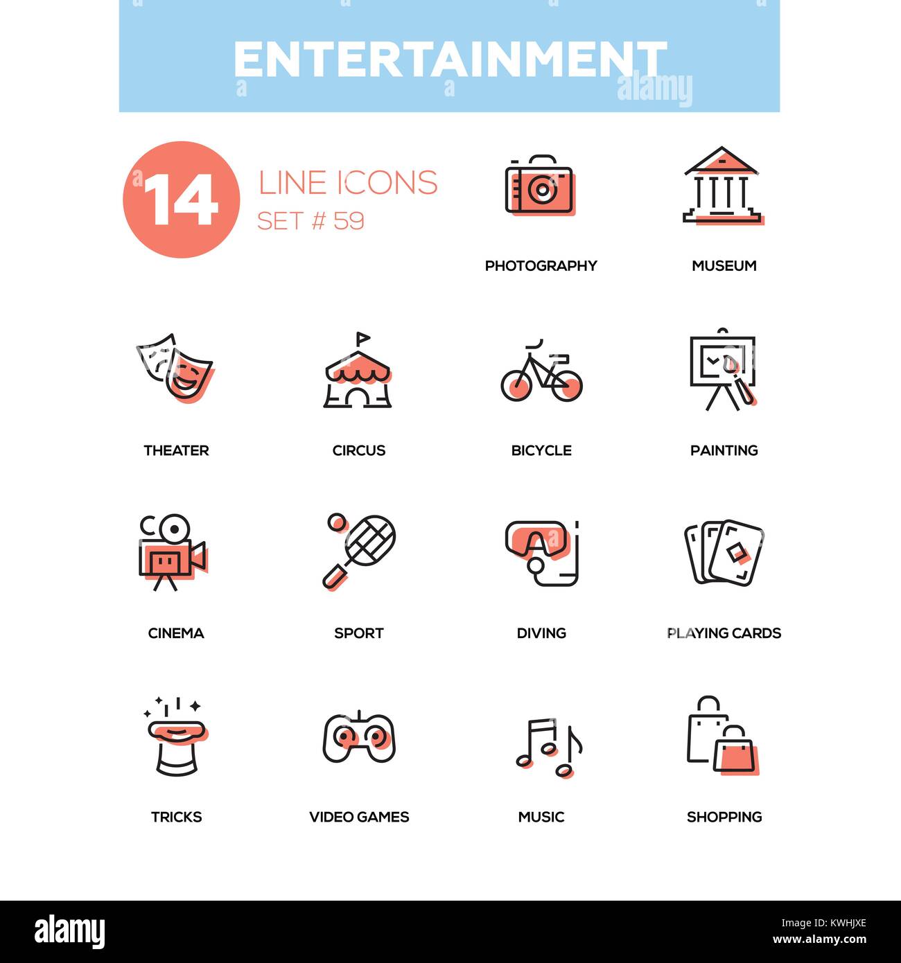 Entertainment - line design icons set Stock Vector Image & Art - Alamy