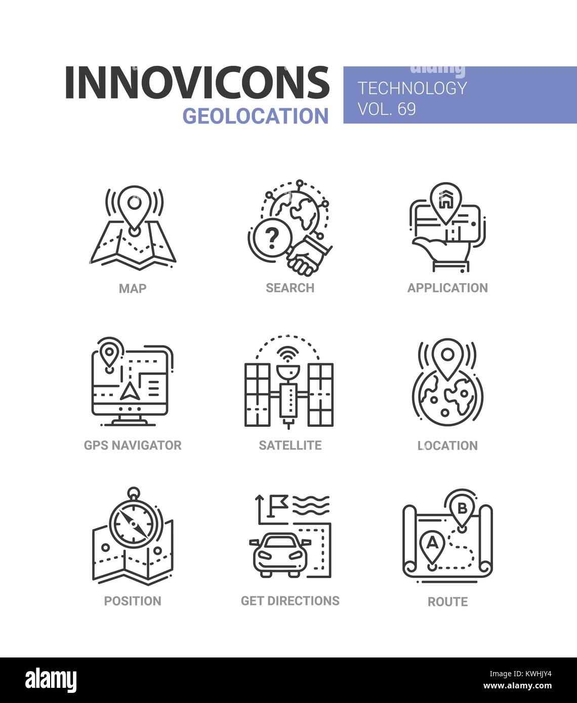 Geolocation - line design icons set Stock Vector Image & Art - Alamy