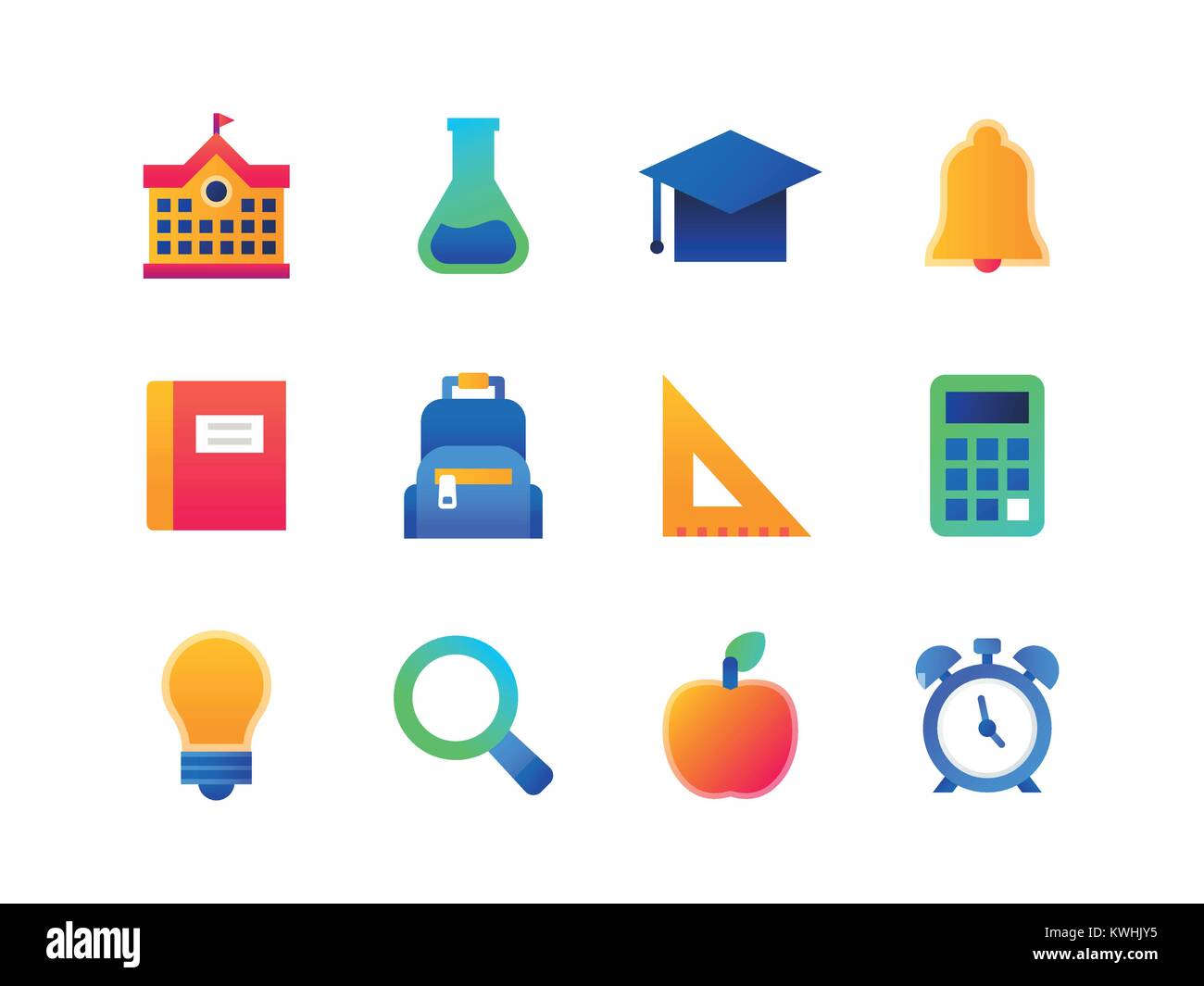 School objects - set of flat design style icons Stock Vector Image ...