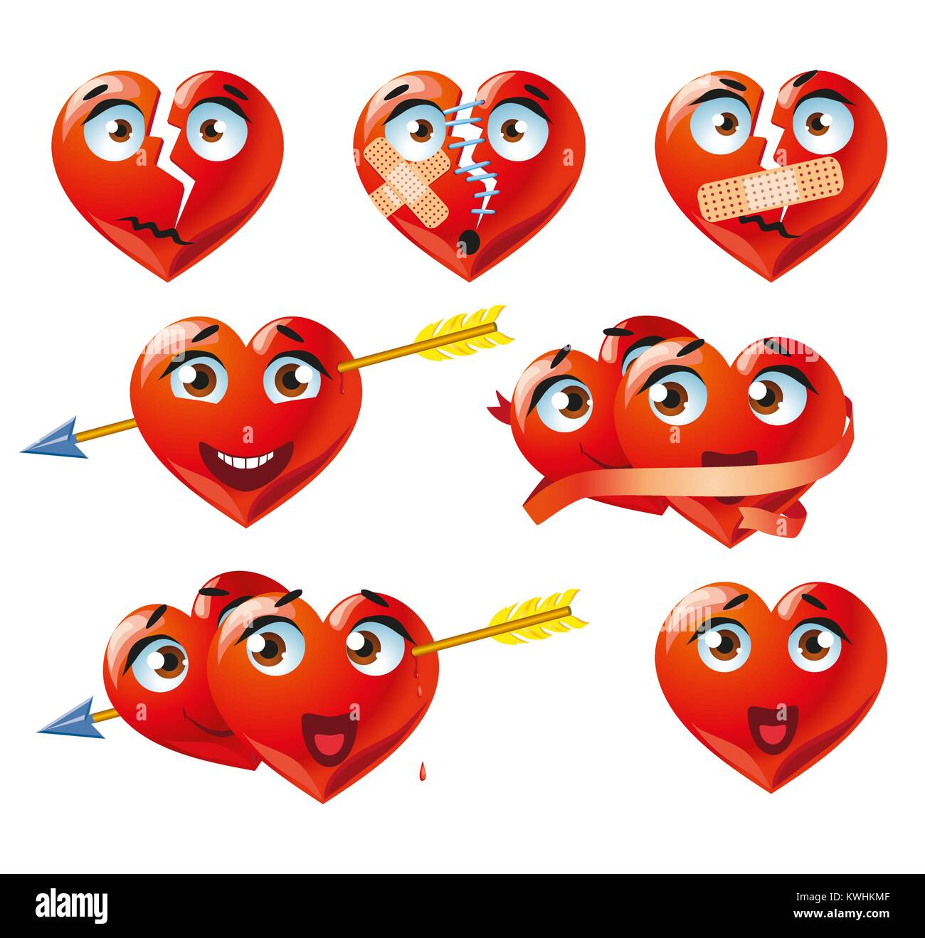 Broken red heart emoji Stock Vector Images - Alamy