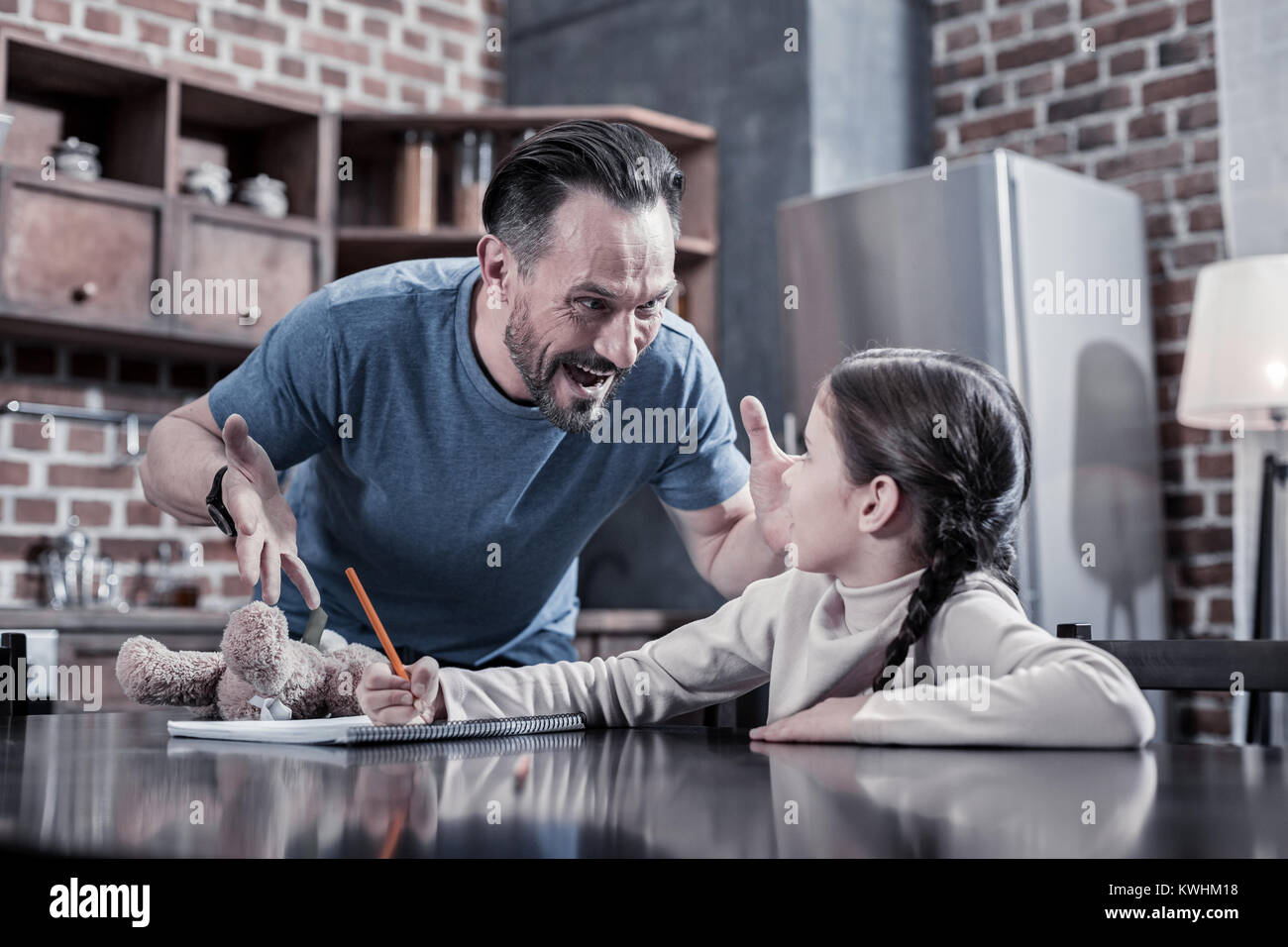 Angry brutal man shouting at his child Stock Photo - Alamy