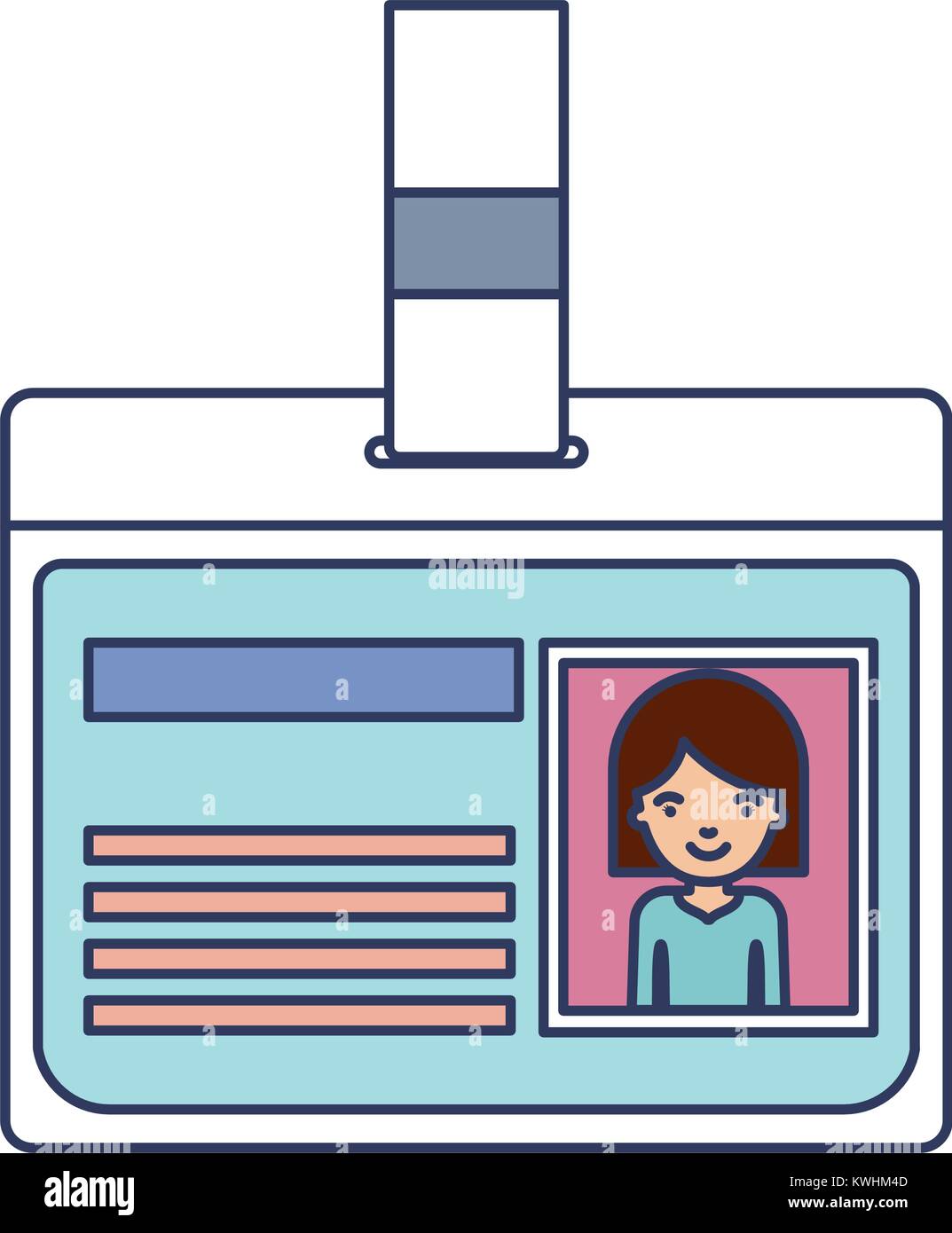 identification card with half body woman picture with hair middle ...