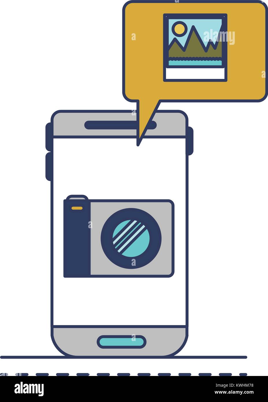 smartphone photo app and dialogue box in colorful silhouette Stock ...