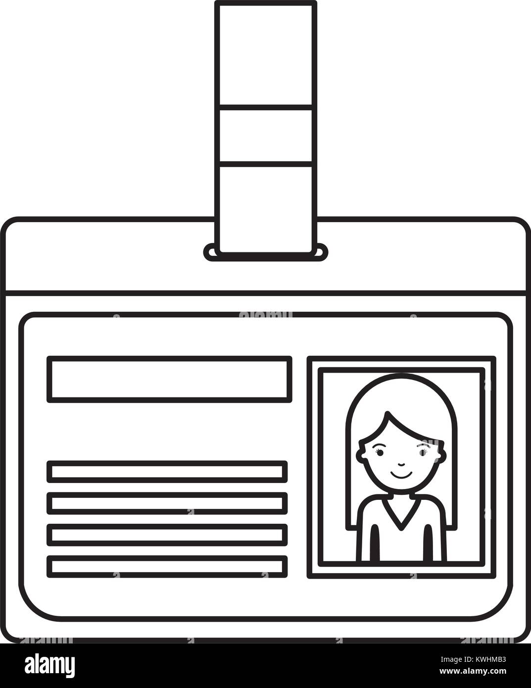 identification card with half body woman picture with long straight ...