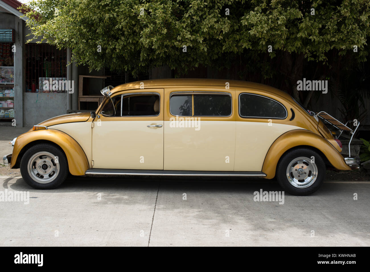 Extended Volkswagen Beetle limousine on the street in Agoho, Camiguin ...