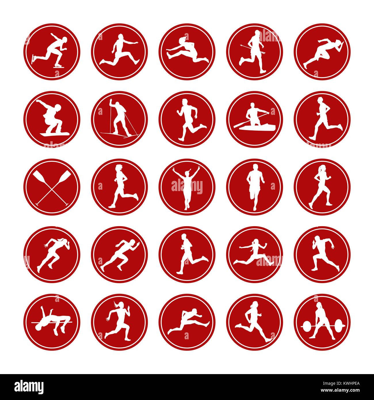 set icons real athletes men and women from different sports Stock Photo ...