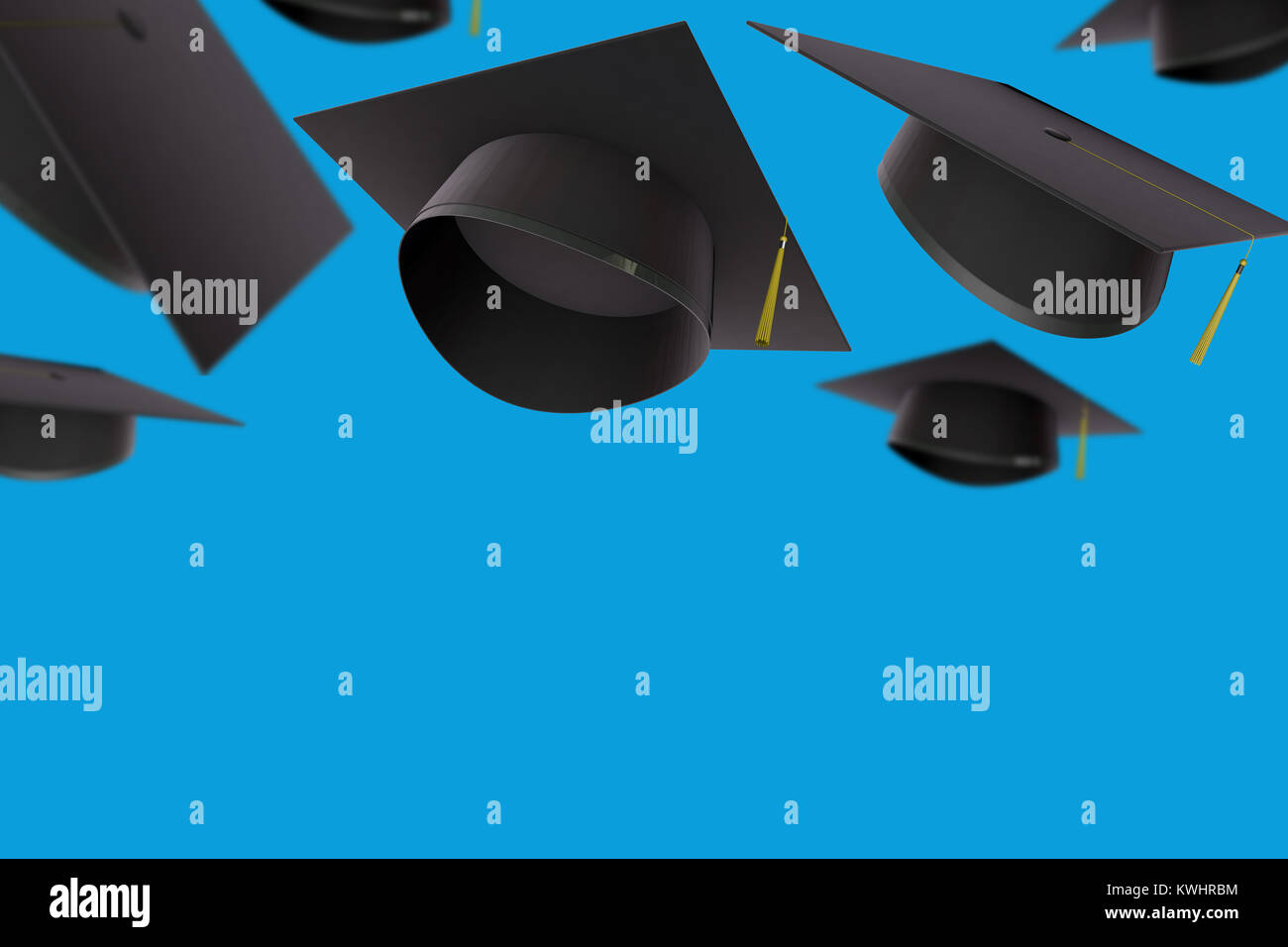Collection of graduation caps. 3D Rendering Stock Photo - Alamy