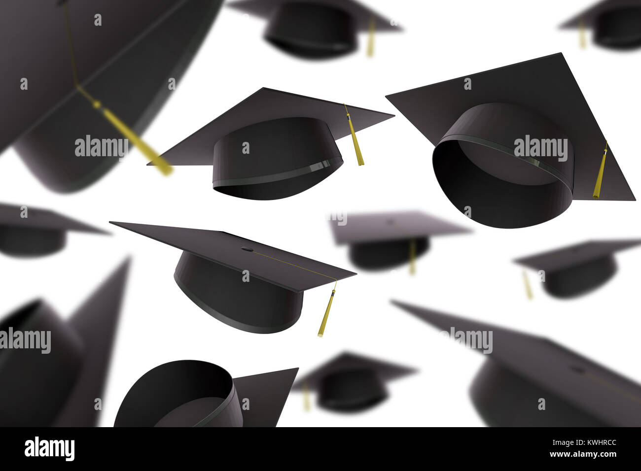 Collection of graduation caps. 3D Rendering Stock Photo - Alamy