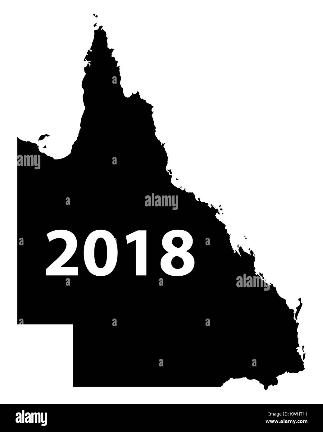 Map of queensland illustration Black and White Stock Photos & Images ...