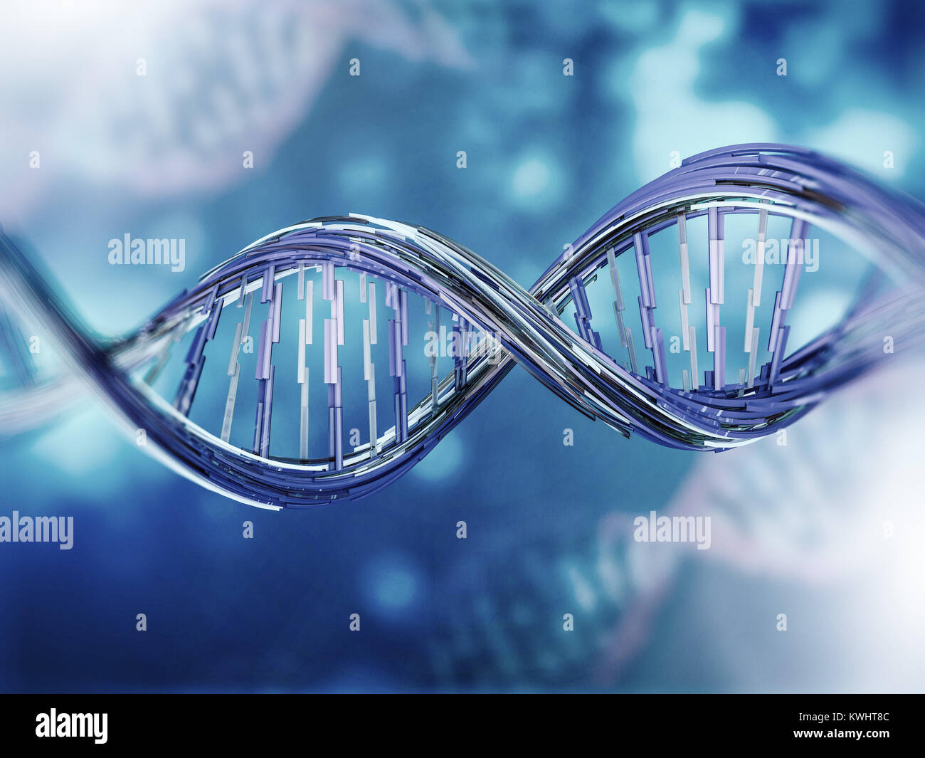 Digital illustration of a DNA model on science background. 3D rendering ...