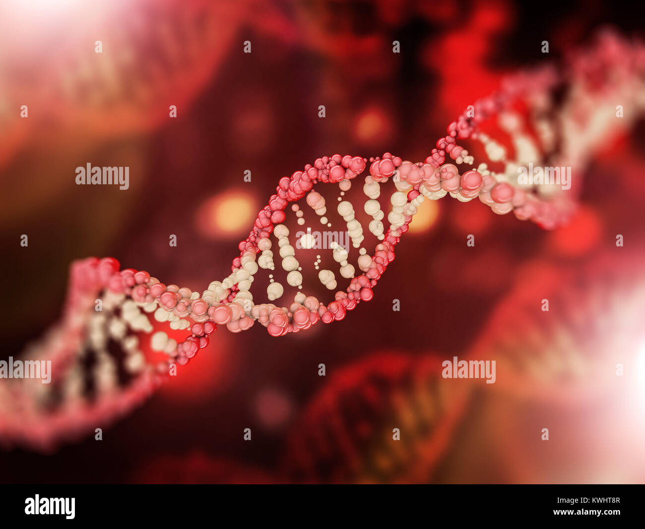 Digital illustration of a DNA model on science background. 3D rendering ...