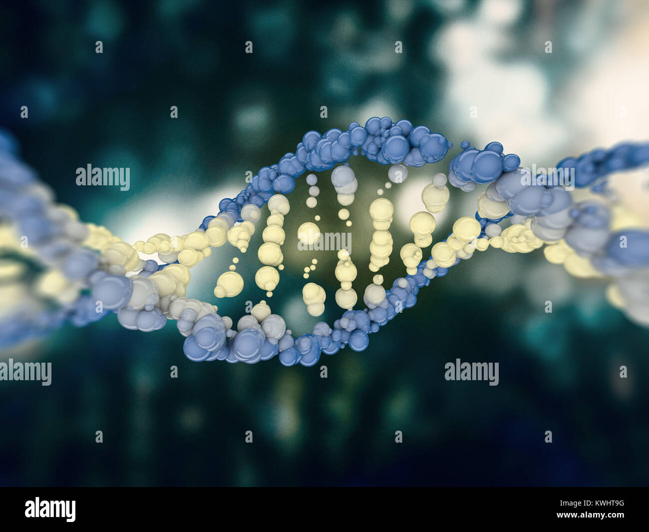 Digital illustration of a DNA model on science background. 3D rendering ...