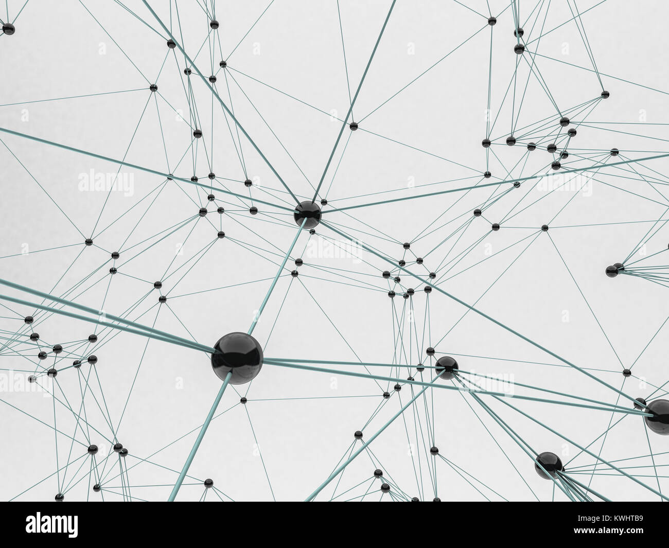 Distributed connection atom with gray background. 3D rendering Stock ...