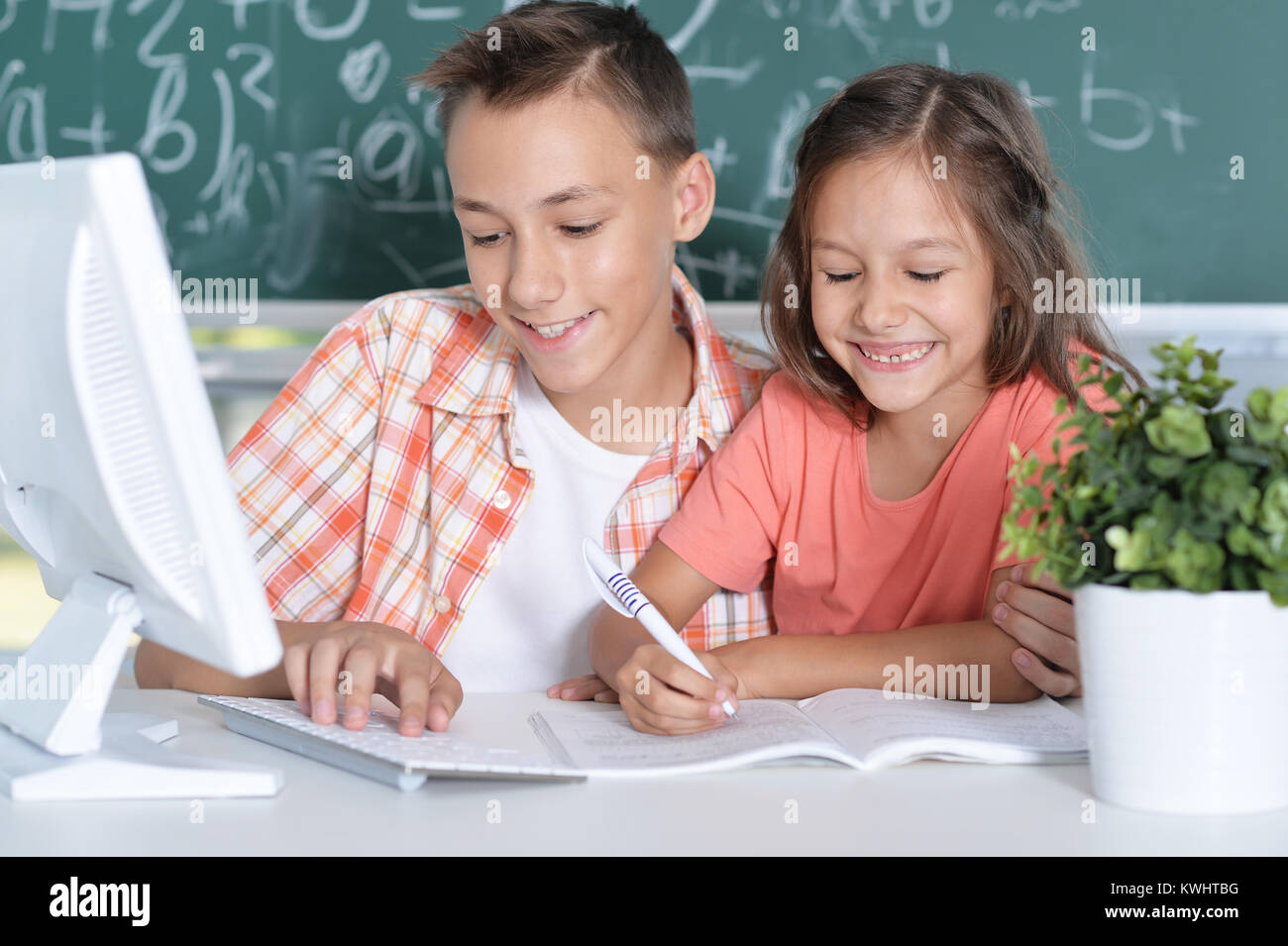 Two pupils working together in computer class Stock Photo - Alamy