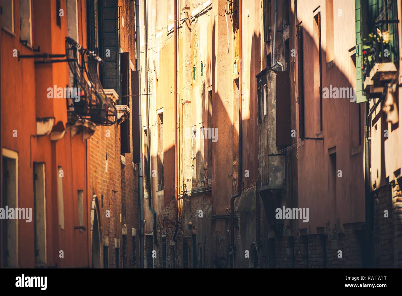 Narrow Italian Streets with Old Buildings. Venice, Italy Stock Photo ...