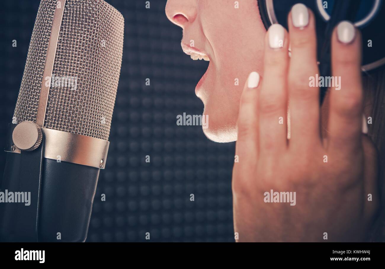 Song Recording by Singer. Professional Audio Recording in a Studio ...
