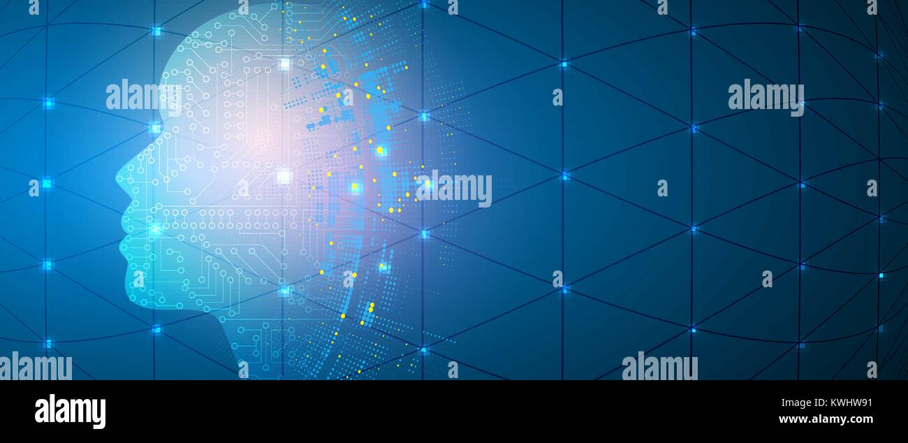Abstract Artificial intelligence. Technology web background. Virtual ...