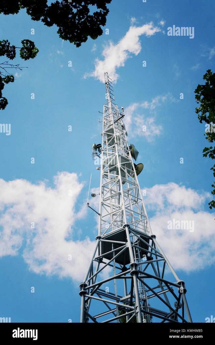 Transmitters and aerials on telecommunication tower, wireless ...