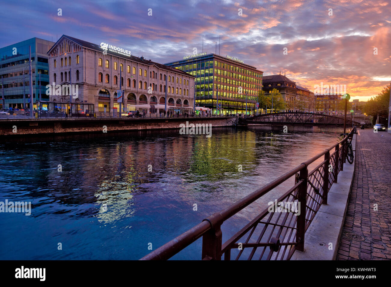 Urban Night View Of Geneva High Resolution Stock Photography and Images ...