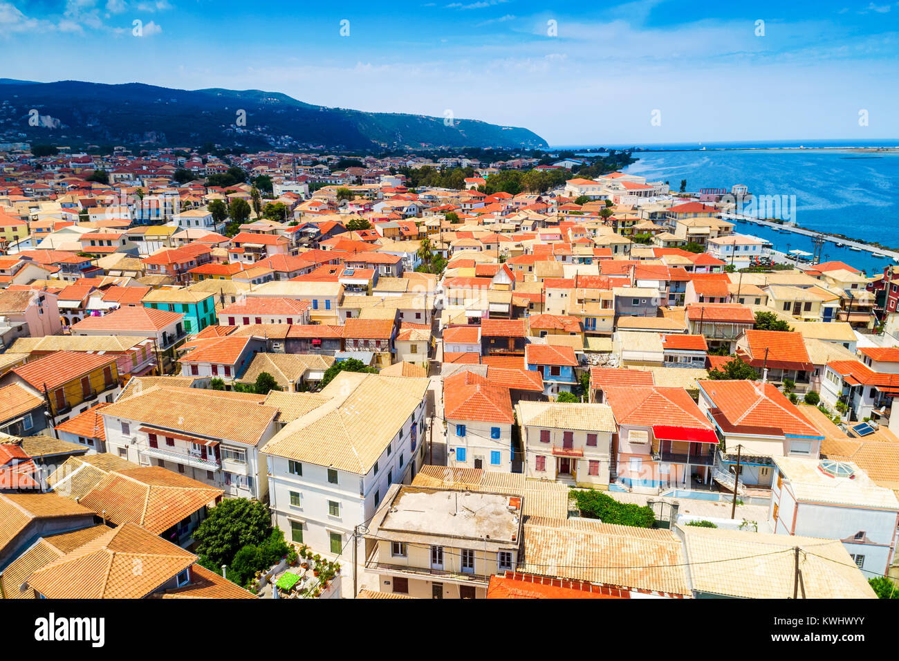 Aerial view of Lefkada town, Lefkada island, Greece Stock Photo - Alamy
